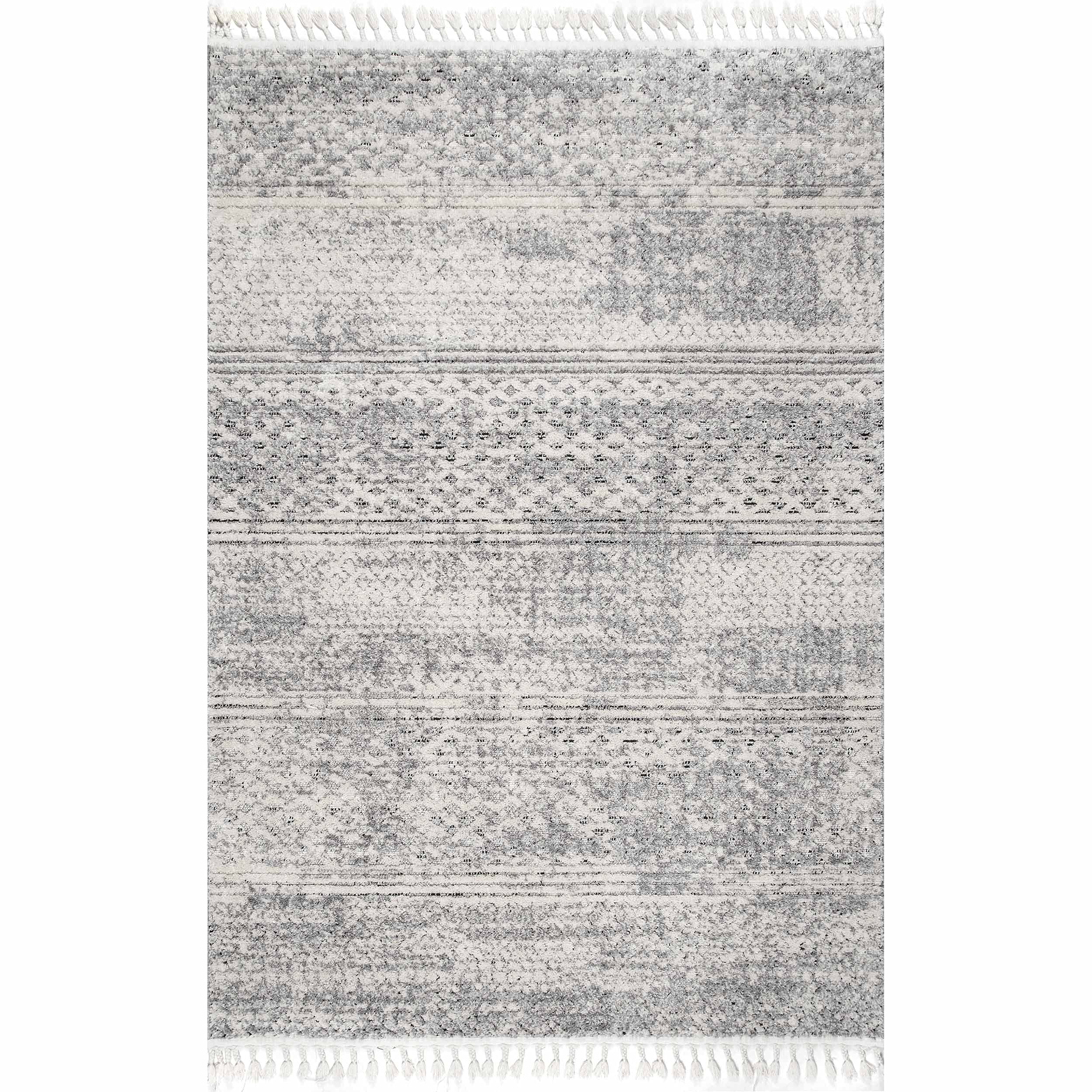 nuLOOM Lira Textured Geometric Tassel Area Rug, 4x6, Grey