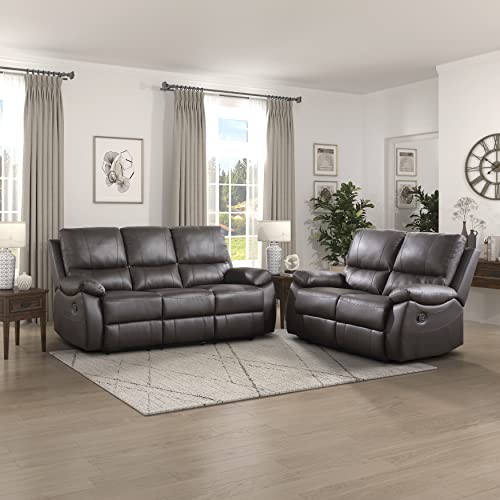 Lexicon Farmington Wall-Hugger Manual Double Reclining Loveseat, Brown