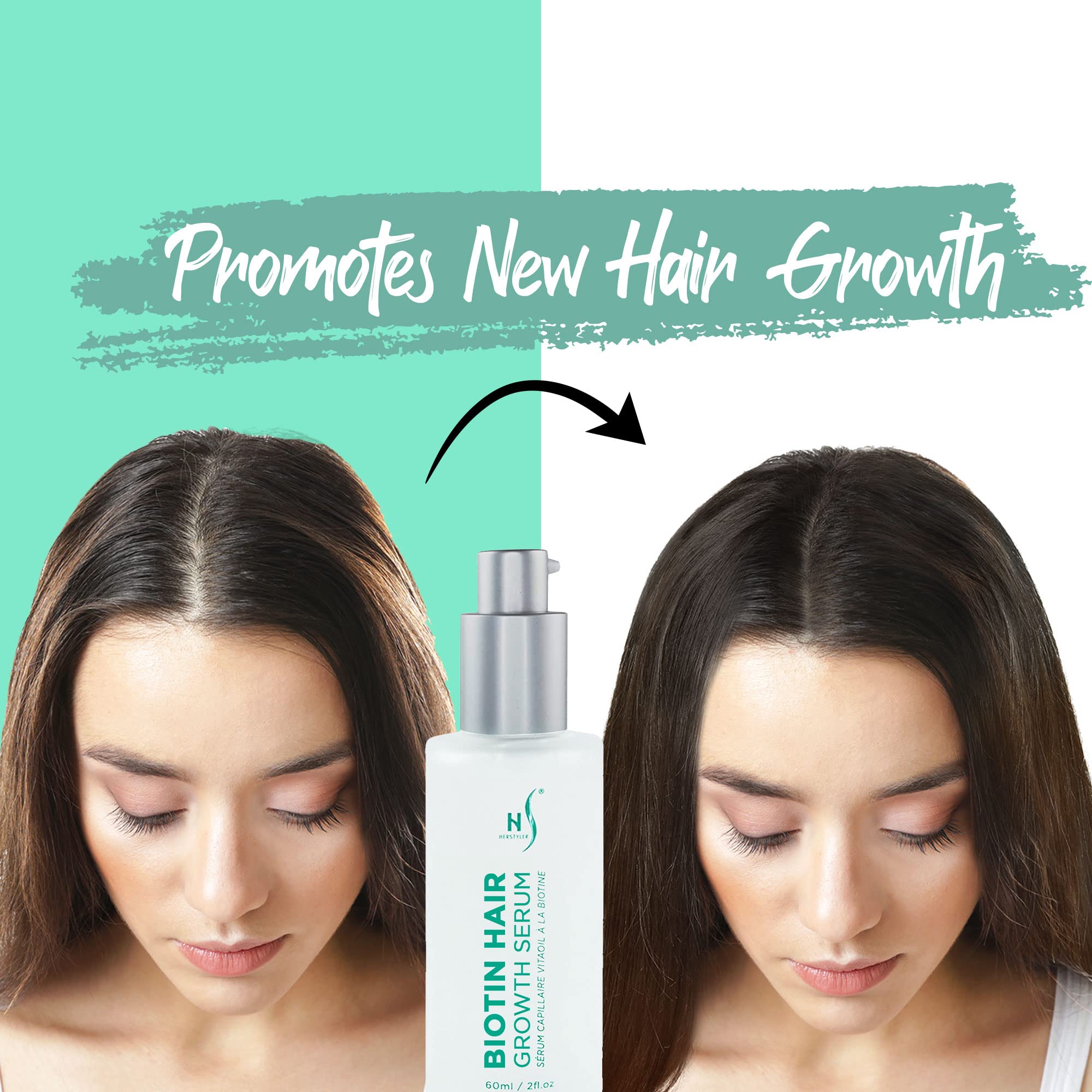 HerStyler Fusion Ceramic Flat Iron and Herstyler Biotin Hair Growth Serum Set