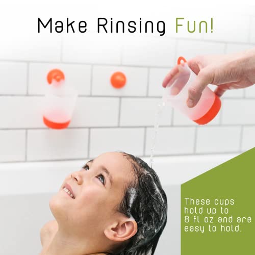 Puj - Phillip Cups, Hangable, Rinse-and-Play Reusable Plastic Cups, Highly Functional Fun Cups for Kids, Set of 4 Kids Cup with 4 Grippy Hooks - Frustration Free Packaging (MultiColor)