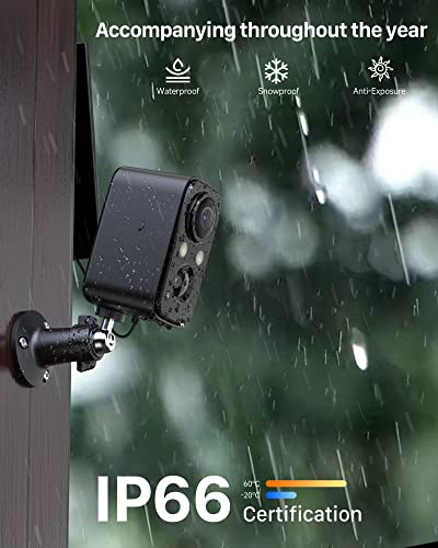 IHOXTX Security Cameras Wireless Outdoor, Flood Light Solar Cameras for Home Security, Home Camera with Color Night Vision, PIR Human Detection, 2-Way Talk, IP66 Waterproof (2Packs-Black)