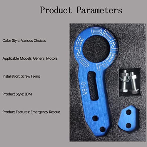 JDM car Accessories Tow Hook Kit for Universal Car Auto Aluminum Rear Towing Hook (Blue)