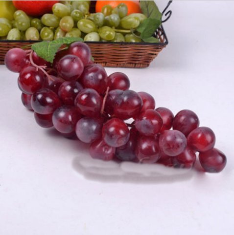 URTop 4 Bunchs of Artificial Black,Red, Green and Purple Large 85pcs Grapes Plastic Fake Decorative Fruit Food Lifelike Home Wedding Party Garden Decor Mini Simulation Fruit Photography Props