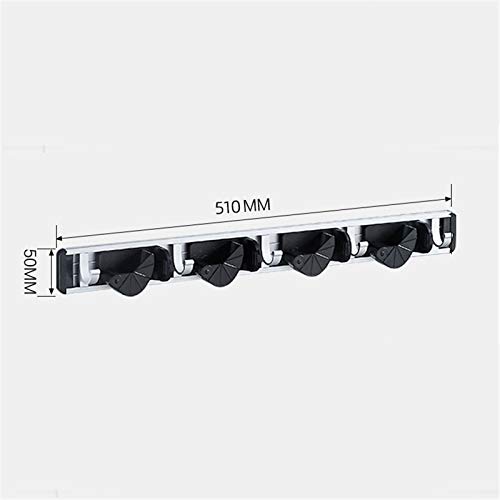 IHIPPO Broom Mop Holder Mop Broom Holder Wall Mount Pantry Organization and Storage Garden Kitchen Tool Organizer Wall Hanger for Home Goods (4 Positions with 5 Hooks) for Toilet Garage