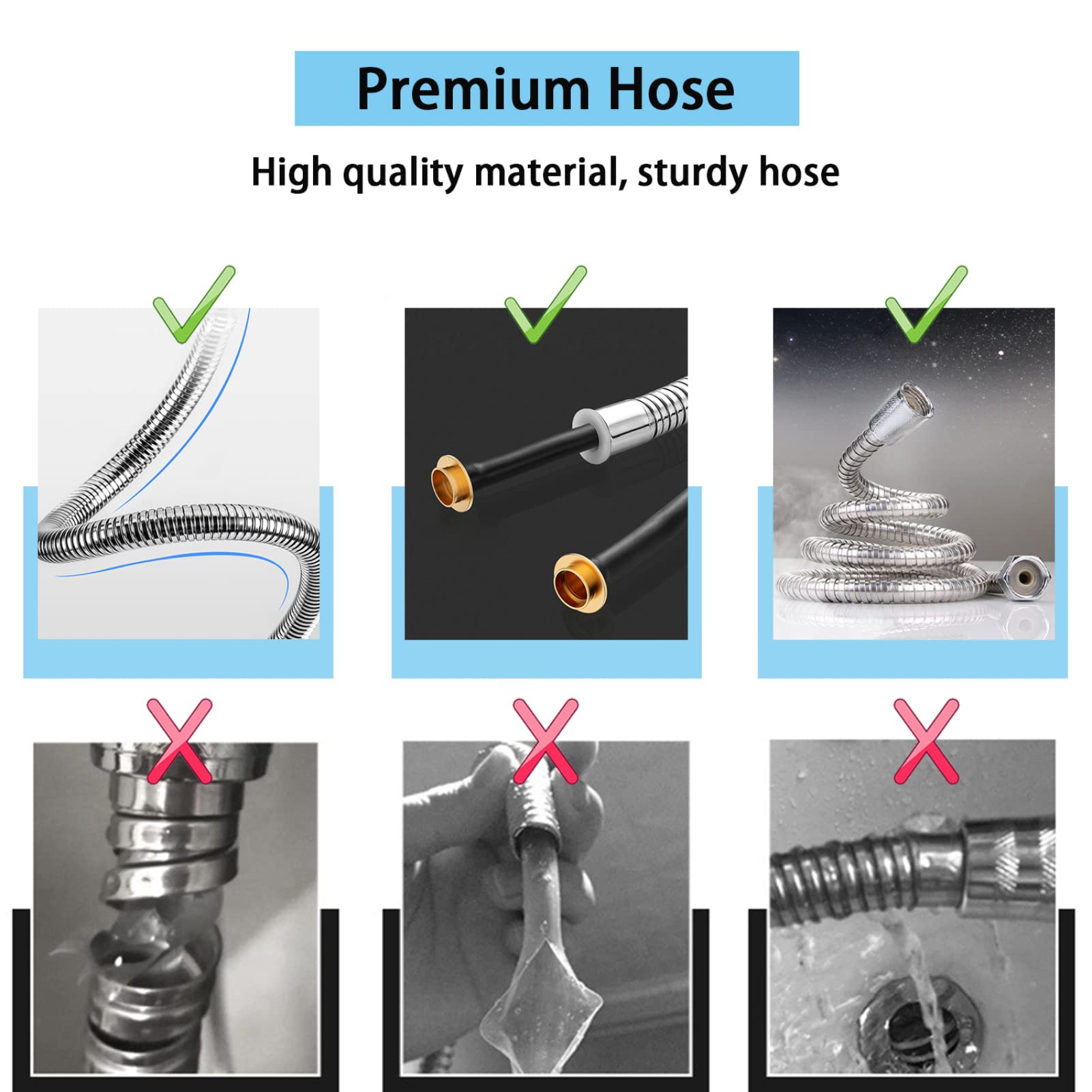 Handheld Shower Head with Hose,LONANEY Turbo Fan Shower, Detachable Shower Head, Vortex Turbocharged Shower Head, Hydro Jet Shower Head Kit for Low Water Pressure