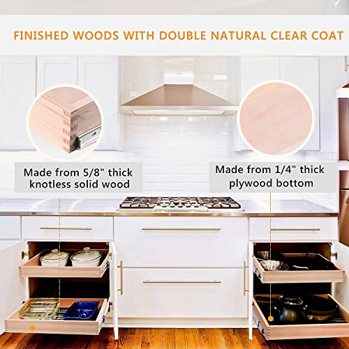 Mulush Pull Out Cabinet Organizer, Soft Close Wood Drawer Storage Slide Out Shelves for Kitchen, 14βW x 21βD, Requires At Least 15.5β Cabinet Opening, Finished