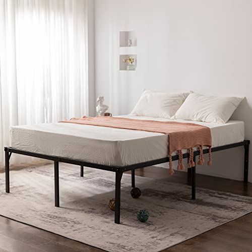 LUKIROYAL King Bed Frames - King Bed Frame No Box Spring Needed - King Size Platform Bed Frame with Safety Rounded Corners, Easy Assembly Bed Fram, Noiseless Storage Space Under, Black