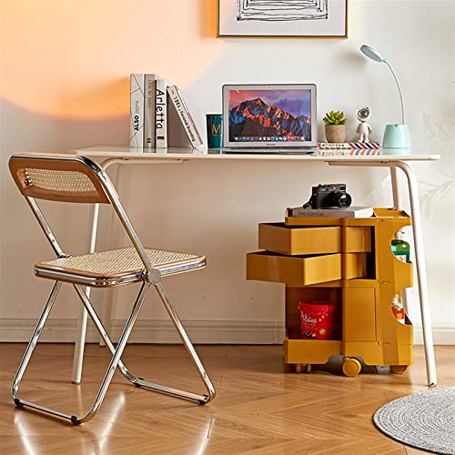 HIGOH Bedside Table Rotary Mobile Bedside Table Bedroom Bedside Table Living Room Sofa Side Table Locker Storage Rack Furniture Accessories (Color : Orange)