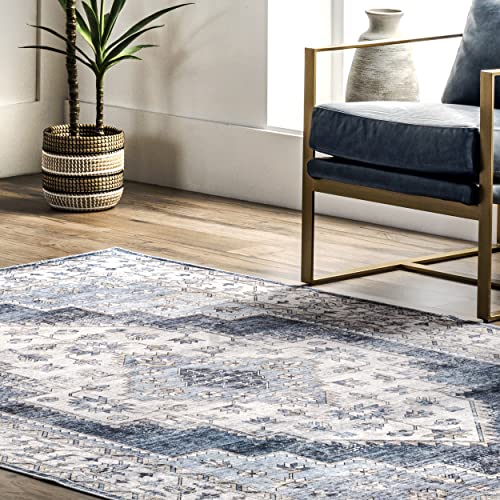 nuLOOM Dania Machine Washable Medallion Accent Rug, 2x3, Navy