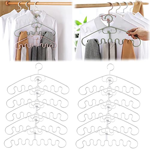 Wave Pattern Stackable Hanger,Magic Multifunction Closet Hangers, Space-Saving Closet Organizers, for Slings, Scarves, Ties, Hangers, Closet Organizer Rack (White,10PCS)