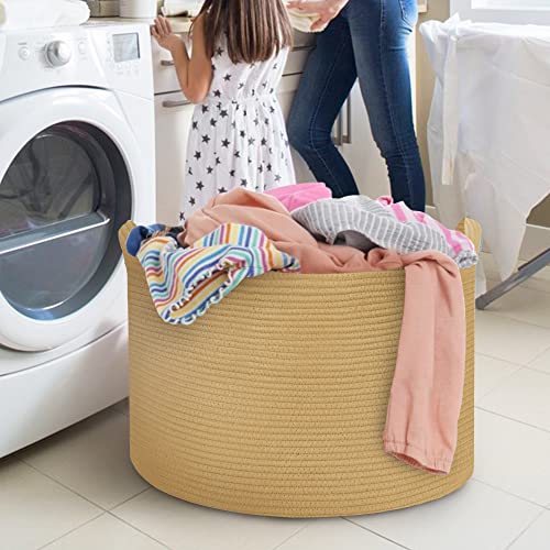 MXMHOME XXXL Large Blanket Basket Jumbo Woven Baskets for Storage Cotton Rope Baskets Jute Throw Blanket Storage Baskets for Pillows Toy Storage Basket Orgniazer Bins (23.6βx 23.6βx 14.1β)