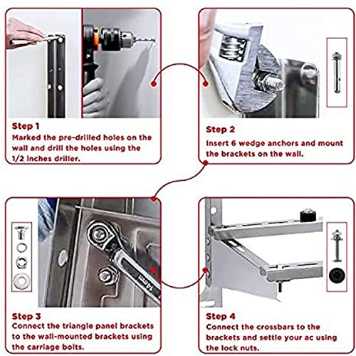 TURBRO Wall Mount Stand for Mini Split Ductless Air Conditioner Heat Pump System, Sturdy Aluminum Alloy Bracket w/Dual Cross-Bars, Support Condenser up to 600 lbs (7,000-36,000 BTU)