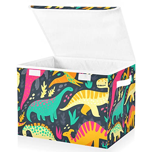 innewgogo Dinosaur Storage Bins with Lids for Organizing Organizer Containers with Handles Oxford Cloth Storage Cube Box for Home