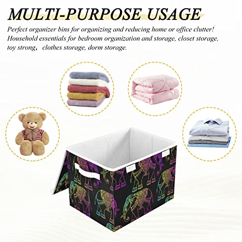 innewgogo Elephant Storage Bins with Lids for Organizing Closet Organizers with Handles Oxford Cloth Storage Cube Box for Books