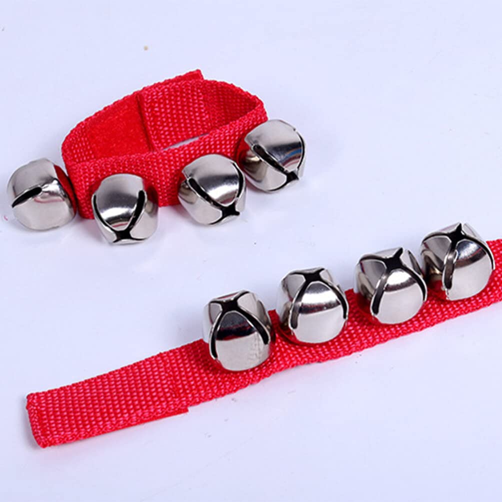 ibasenice Cheerleading Wrist Instrument Decorations Red Kids Band Chain Performance Musical Bell Rattle Jingle Adjustable Toys Bells Ankle Rhythm Bracelets Kid Foot Dance Ring Adorable