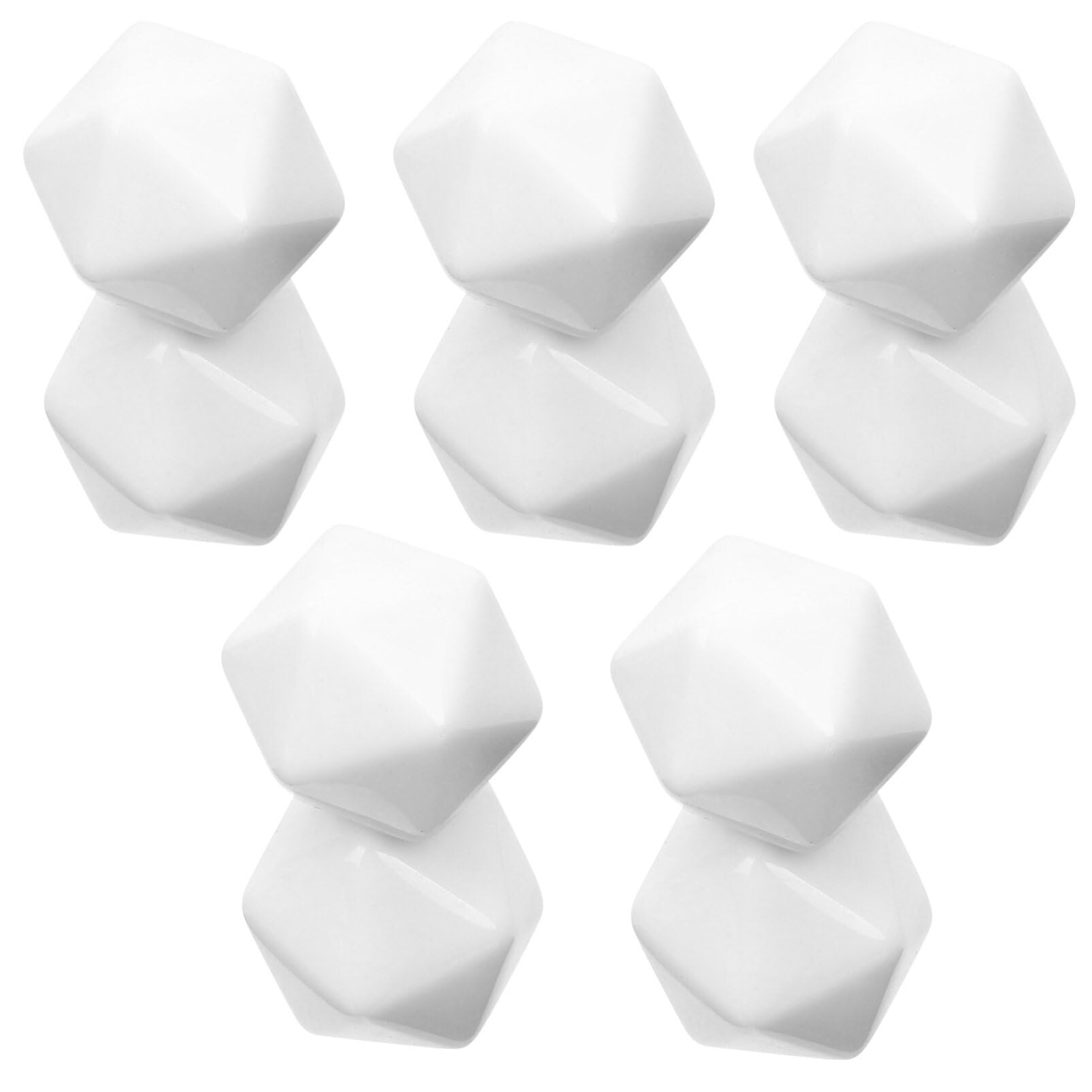 ibasenice D20 10pcs Blank White Dice Set Acrylic 20 Sided Dices DIY Craft Dice Cubes for Math Counting Teaching Board Games DIY Sticker Party Fun D20 Dice