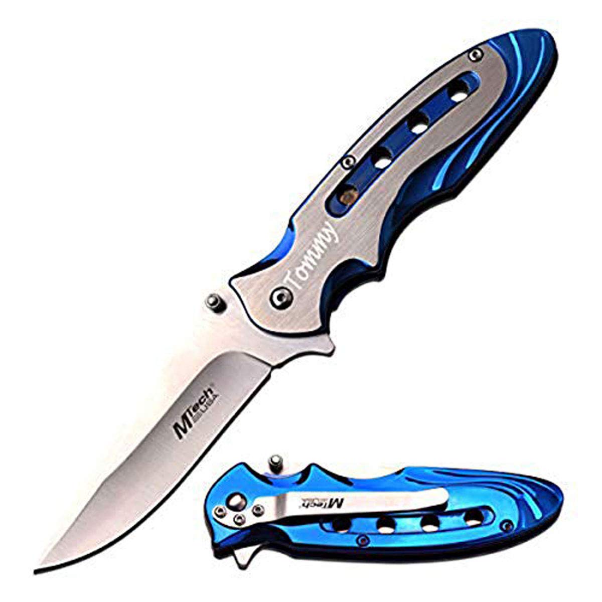 Personalized Laser Engraved Pocket Knife, Fathers Day, Groomsmen Gift, Graduation Gifts, Gifts for Men Free Engraving. (MT-A960BL)