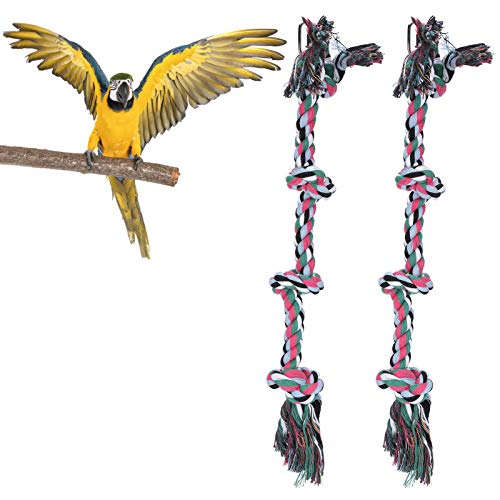 Zerodis Pet Bird Chew Cotton Rope Toys, Cotton Woven Rope Hammock Hanging on Parrot Cage, Parrots Biting Climbing Toys Cage Pendant Accessory