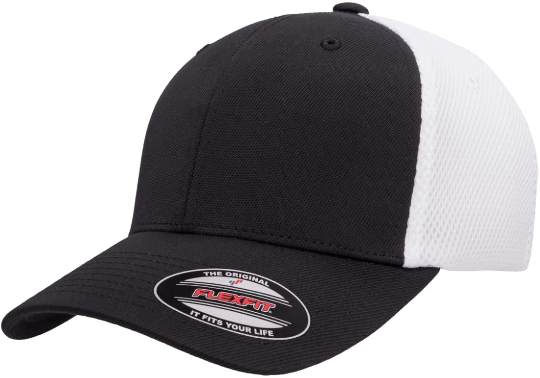 Flexfit Ultrafibre Airmesh Fitted Cap, Black/White,Large-X-Large