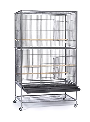 Prevue Pet Products Wrought Iron Flight Cage with Stand, Large Birdcage for Pets, Metal Cage Standing Birdcage, Black Hammertone Finish