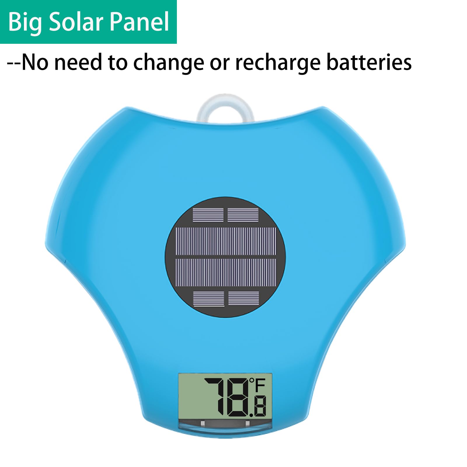 Hofun Digital Pool Thermometer Floating Easy Read, IPX-8 Waterproof, Solar Powered Digital Temperature Gauge for Swimming Pools, Spa, Hot Tubs, Aquarium