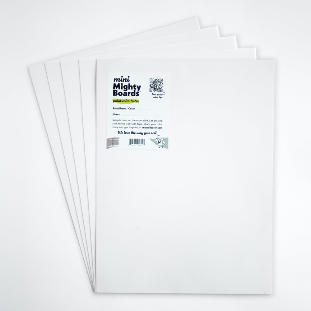 Mighty Board Minis Polystyrene Paint Color Test Panels, 12" x 9", Set of 5, White