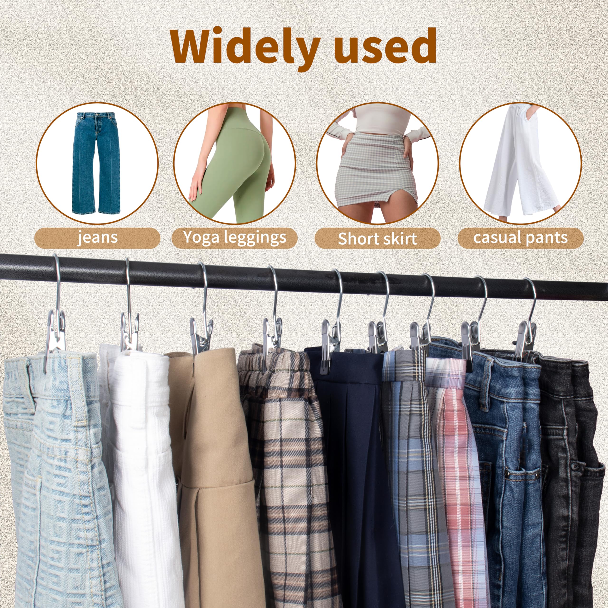 Legging Hangers for Closet Organizer,Shorts Hangers with Clips,Yoga Pants Hanger with Clips Space Saving,Closet Organizers and Storage Hanging,10 Pack Legging Organizer for Closet Hangers Space Saving