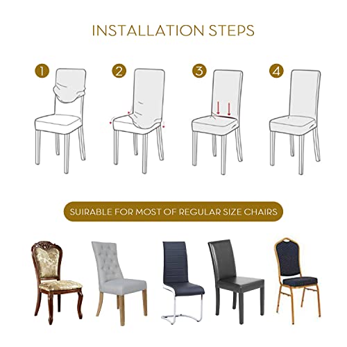 YEZEX Chair Covers for Dining Room Set of 2 Stretchable Washable Removable Kitchen Chair Slipcovers Protector for Dining Room, Hotel, Ceremony (Flower Shadow)