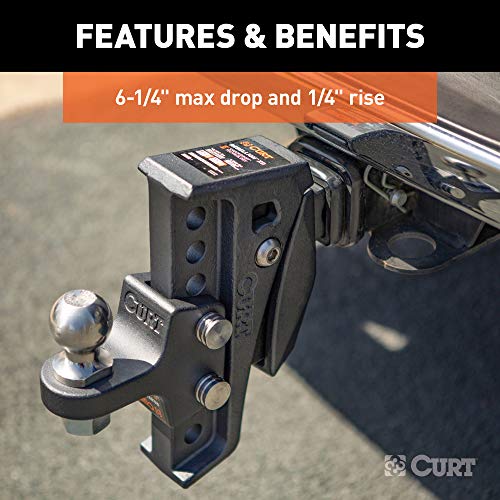 CURT 45949 Rebellion XD Adjustable Cushion Hitch Ball Mount 2-Inch Receiver, 15,000 lbs., 6-Inch Drop