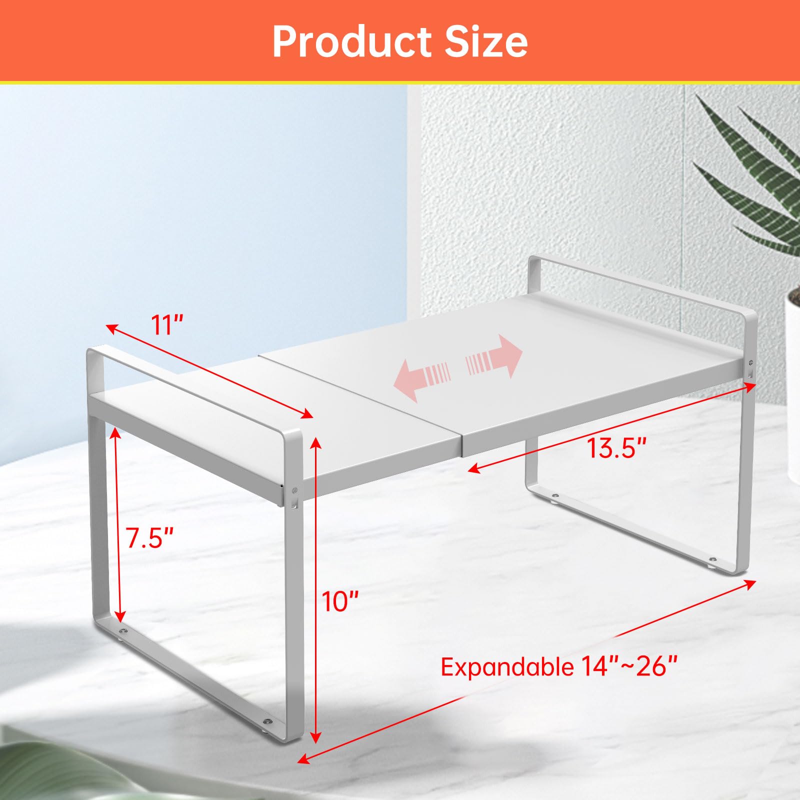 KOMOHOM Expandable Cabinet Organizer 16"~26", Kitchen Shelf Organizer Spice Rack 11” wide, Cupboard Organizers And Storage Shelves, Kitchen Counter Organizers, Countertop Cabinets Small Pantry Shelf