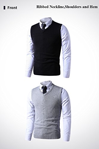 LTIFONE Black Sweater Vest for Men,Business Slim Fit Mens Sweater V Neck,Big and Tall Pullover Sleeveless Sweaters(4XL)