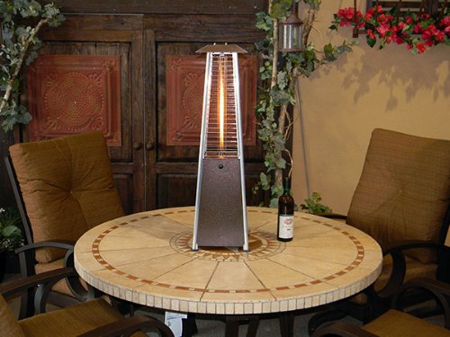 Hiland HLDS032-GTTHG Portable Propane Table Top Pyramid Glass Tube Patio Heater, 9500 BTU, Bronze, SMALL