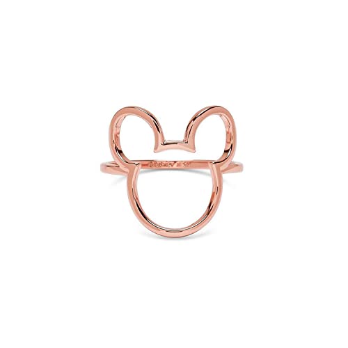 Pura Vida Rose Gold Plated Disney Mickey Mouse Outline Ring - Brass Base, Stackable Band - Size 8