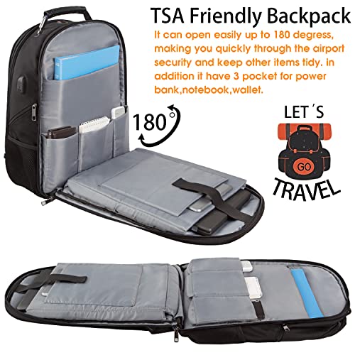 LTINVECK Extra Large 50L Travel Laptop Backpack, Computer bag Backbag with USB Charging Port, TSA Friendly Durable Big RFID Heavy Duty Business Tech Backpack Fits 17 Inch Laptops for Men Women