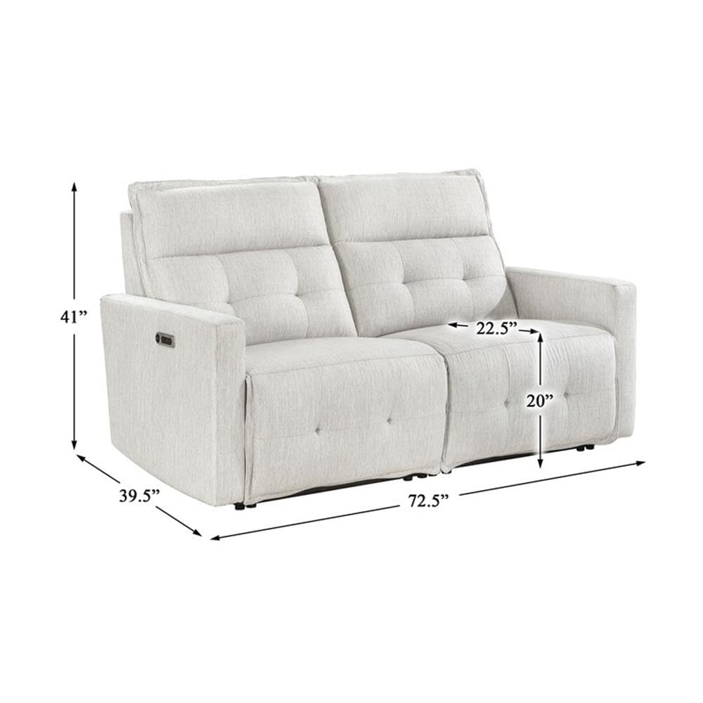Lexicon Salida Fabric Power Double Reclining Loveseat in White