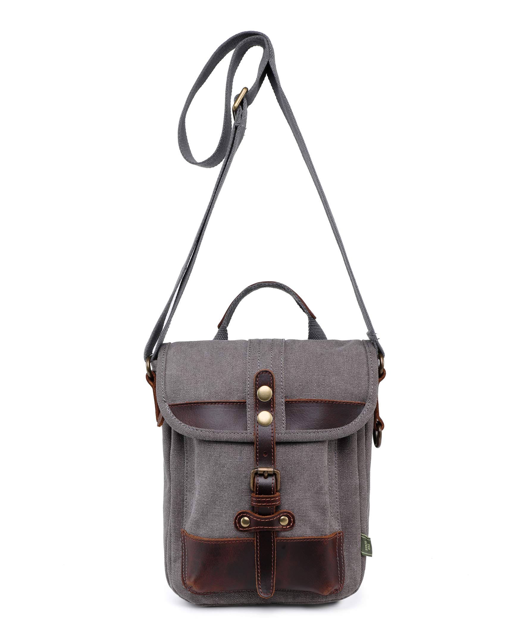 TSD Brand Valley Trail Canvas Crossbody Bag (Grey)