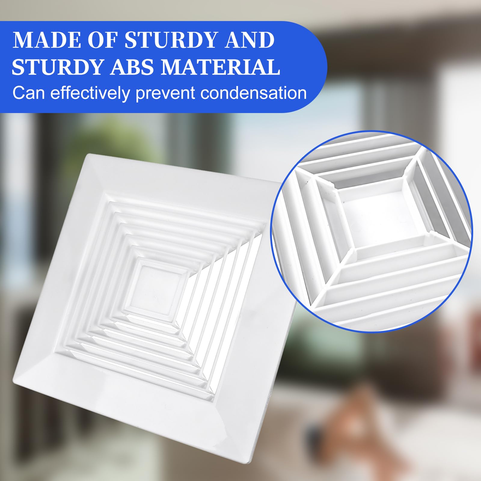 Mkhaslri 4 Pcs Exhaust Bathroom Ceiling Fan 9 x 9 Inch Grille with Springs Plastic Replacement Vent Cover Wall Mount Bathroom Fan Cover Replacement Parts for Square Ceiling for Ventilation Fan