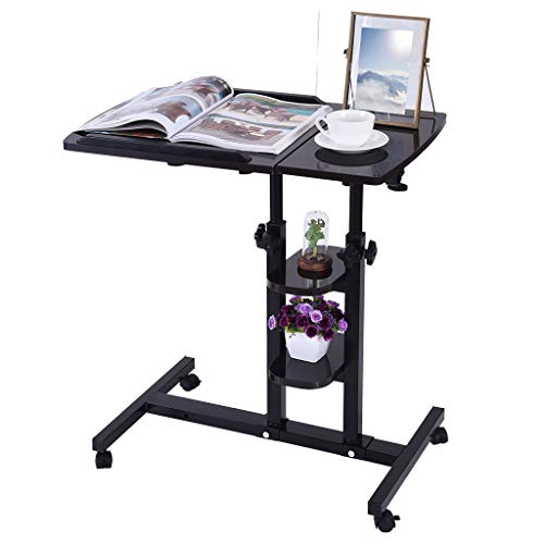 Small Desks for Home Office Small Spaces Bedside Sofa Computer Working Reading Writing Desk Folding Adjustable Mobile Standing Table (Black)