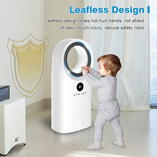 Evaporative Air Cooler, LifePlus 3 in 1 Portable Bladeless Fan with Wheel, Cooling & Humidification Function, Water Swamp Cooler with 1.32 Gallon Water Tank, 12H Timer and Remote Control for Bedroom