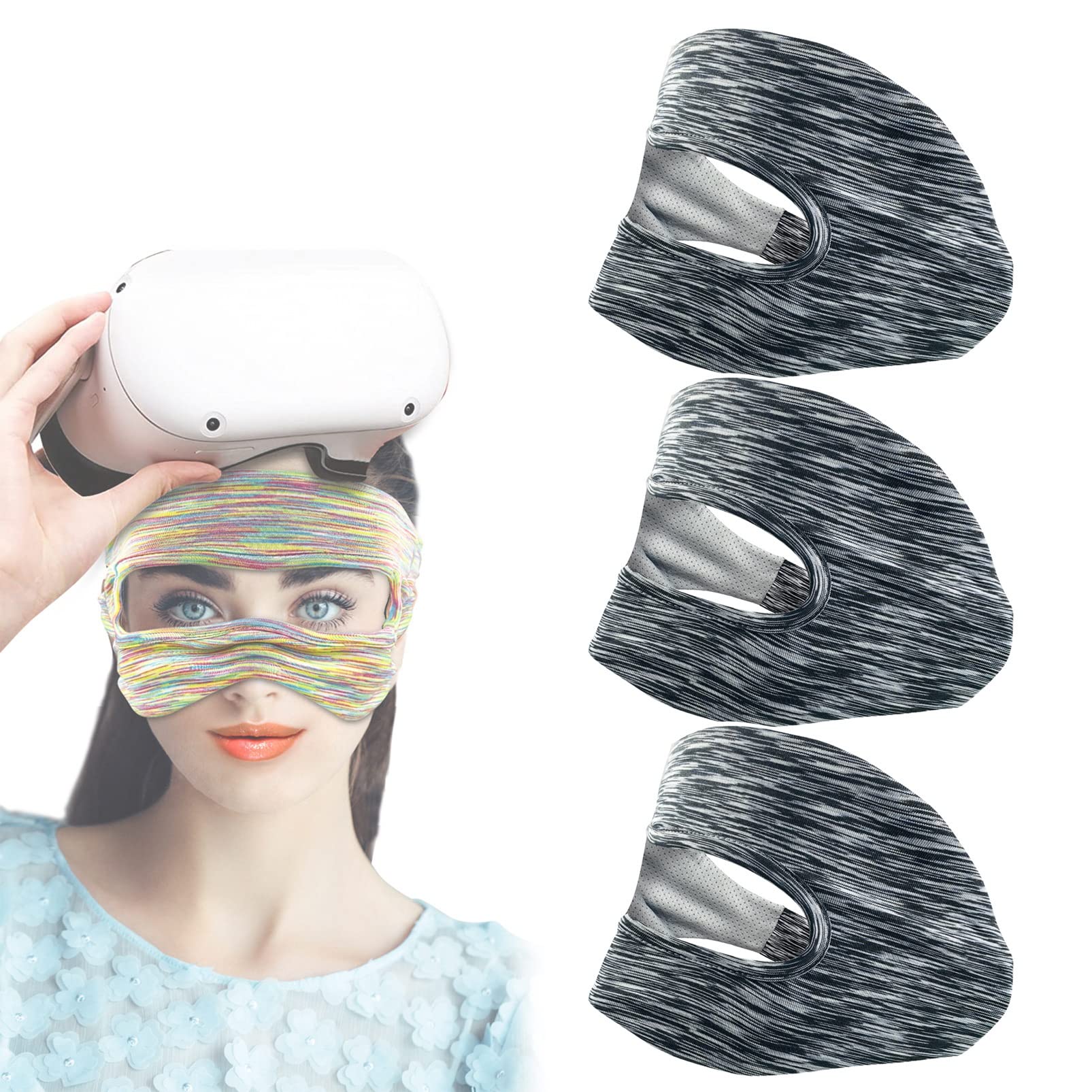 Home VR Eye Mask Cover for Oculus Quest, Breathable Sweat Guard Band High Elastic for VR Workouts Use Wearable Tech Virtual Reality Gear Headset (Color : 3-Pack)