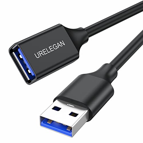 URELEGAN USB 3.0 Extension Cable 6FT, USB A Male to Female Extender Cord High Data Transfer Compatible for Webcam,Gamepad, USB Keyboard, Flash Drive, Hard Drive, Printer and More