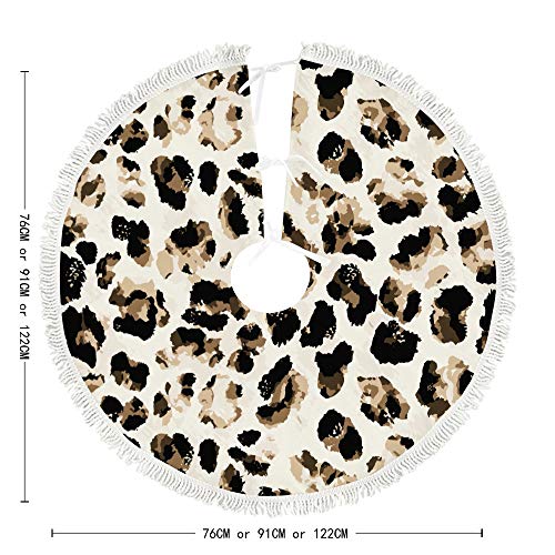 Dream Bay Christmas Tree Skirt,Leopard Christmas Tree Mat for Xmas Party Decoration 36x36 Inches