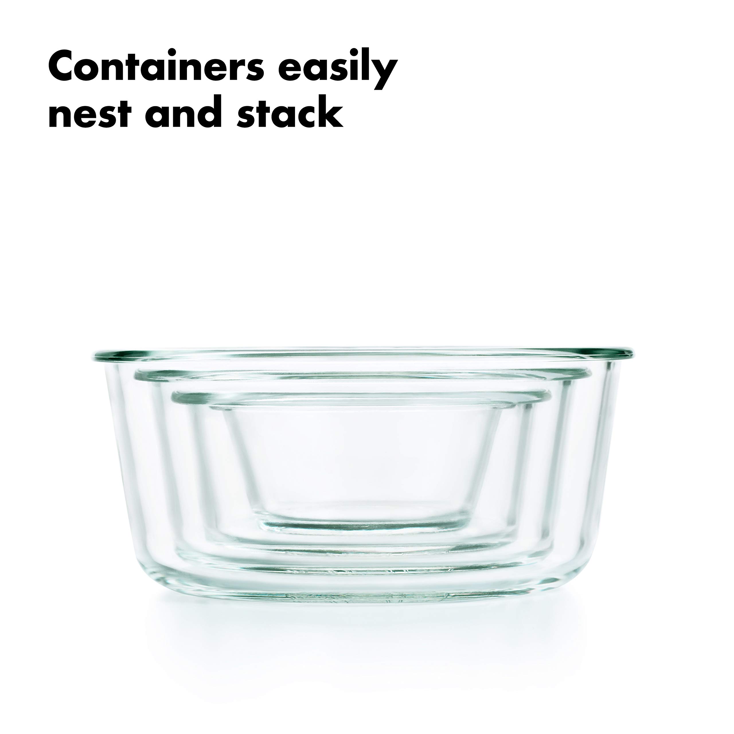 OXO Good Grips 8 Piece Smart Seal Airtight Glass Round Container Set,Blue