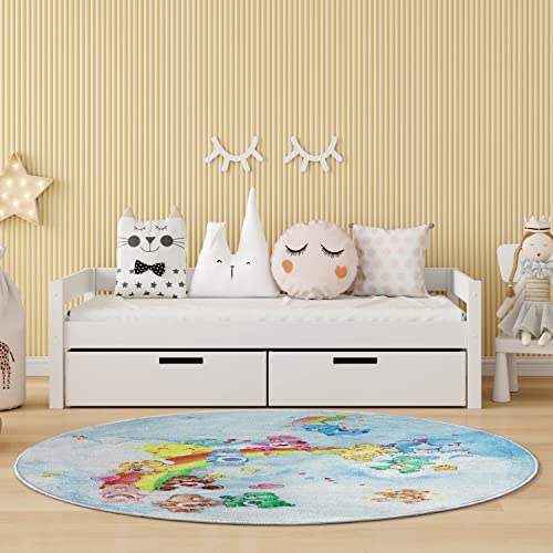 Well Woven Care Bears Castle in The Sky 3'3" Round Blue Area Rug