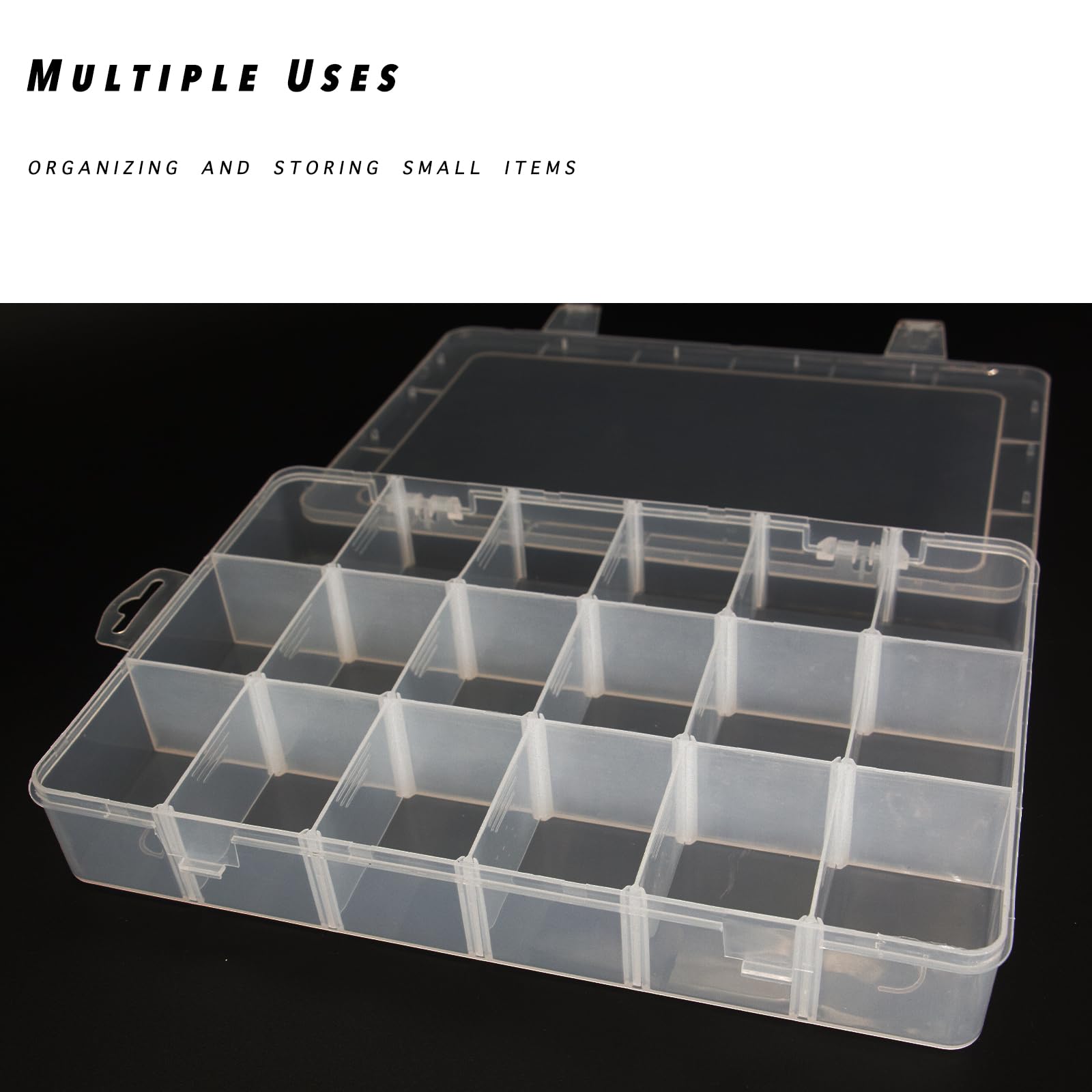 Incontesta Large 18 Grids Clear Plastic Organizer Box with Adjustable Dividers, Plastic Organizer Box Container Perfect for Beads Organizer, Art DIY Crafts, Jewelry, Fishing Tackles