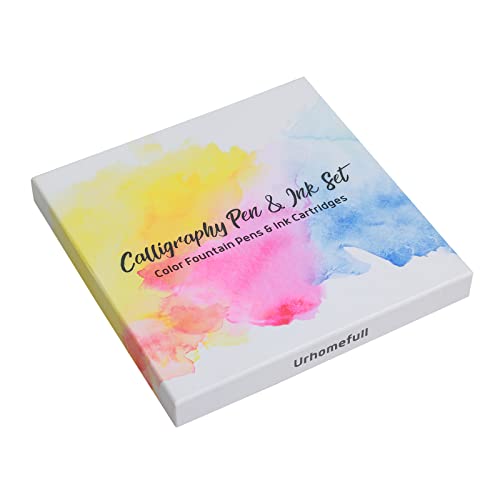 Urhomefull Calligraphy Fountain Pens Set - 8 Calligraphy Pens 40 Ink Cartridges, Calligraphy Ink Set Perfect for Beginners, Calligraphy Kit Gift Set for Birthday Graduation Christmas