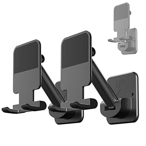 MLUOVI Wall Mount Phone Holder 2PCS Phone Wall Mount, Extendable Adjustable Cellphone Stand for Desk Mirror Bathroom Kitchen Bedroom Office Compatible with All Phone or Mini Pad (Black)