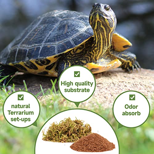 LUVCOSY Reptile Coconut Fiber Substrate & Forest Moss Combo Clean Bedding Accessories for Bearded Dragon/Snake/Lizard/Gecko/Tortoise, Tarantula Terrarium Tank Humidity Control and Odor Absorbent