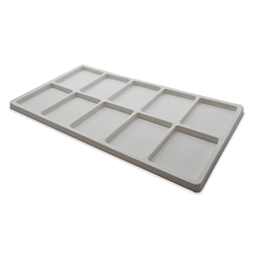 CuteBox Company 3pc White Plastic Tray (14.75β x 8.25β x 1β) with 10 Rectangle Compartment White Flocked Tray Insert for Jewelry Storage, Organization, Merchandise, Display