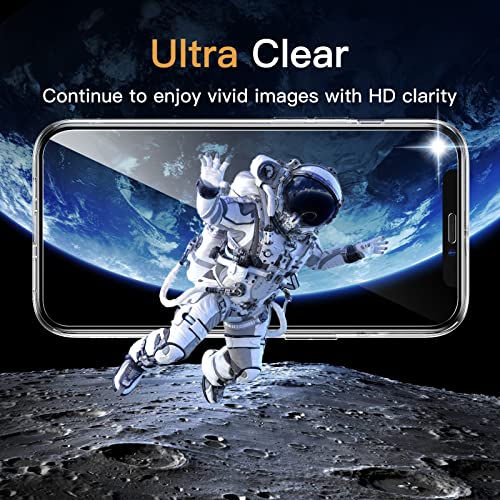 JETech 3 in 1 Case for iPhone 12 Pro 6.1-Inch, with 2-Pack Screen Protector and 2-Pack Camera Lens Protector, Non-Yellowing Shockproof Bumper Phone Cover, Full Coverage Tempered Glass Film (Clear)